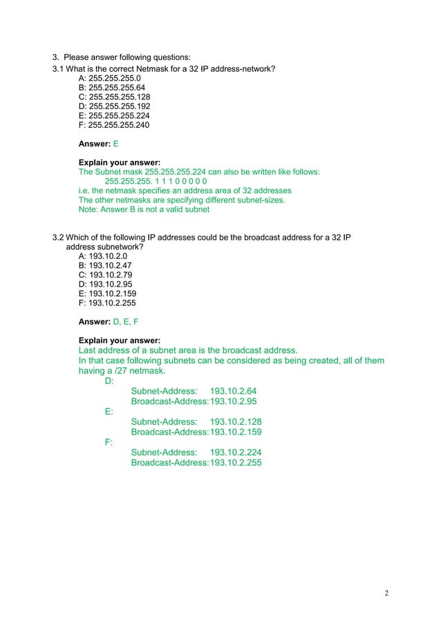 Assignment Subnetting Part1 Solutions Pdf