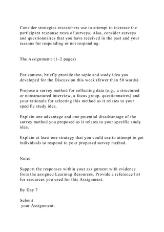 Assignment Surveys and R Assignment Surveys and Response R.docx