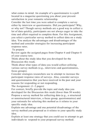 Assignment Surveys and Response RatesAs you read in Chapter 1, .docx