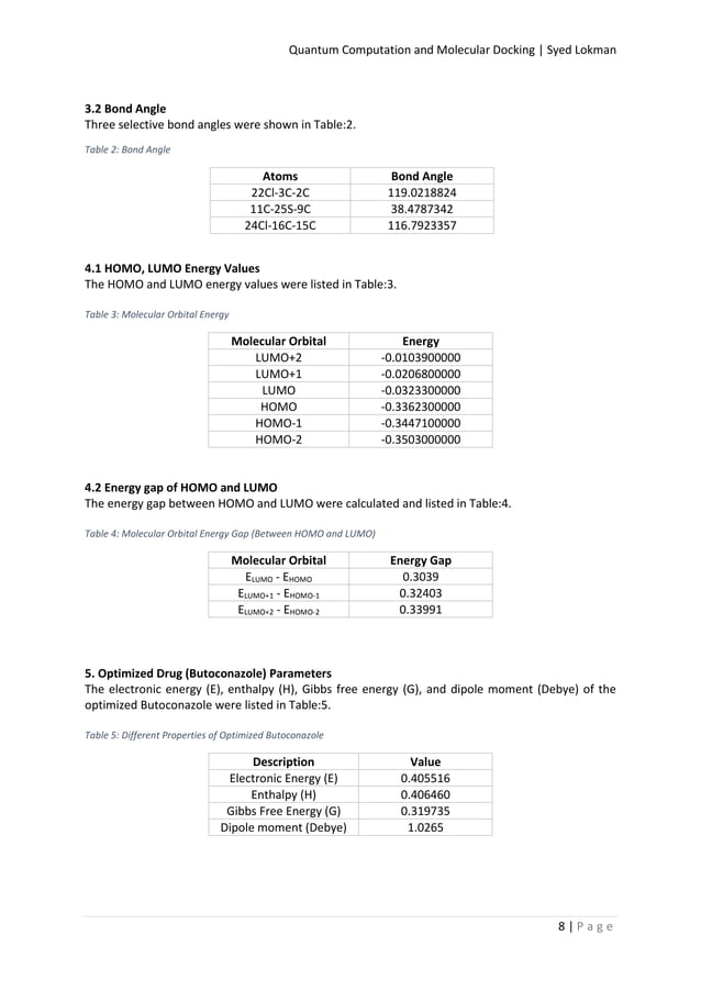 Drug Design Project on Quantum Computation and Molecular Docking | PDF
