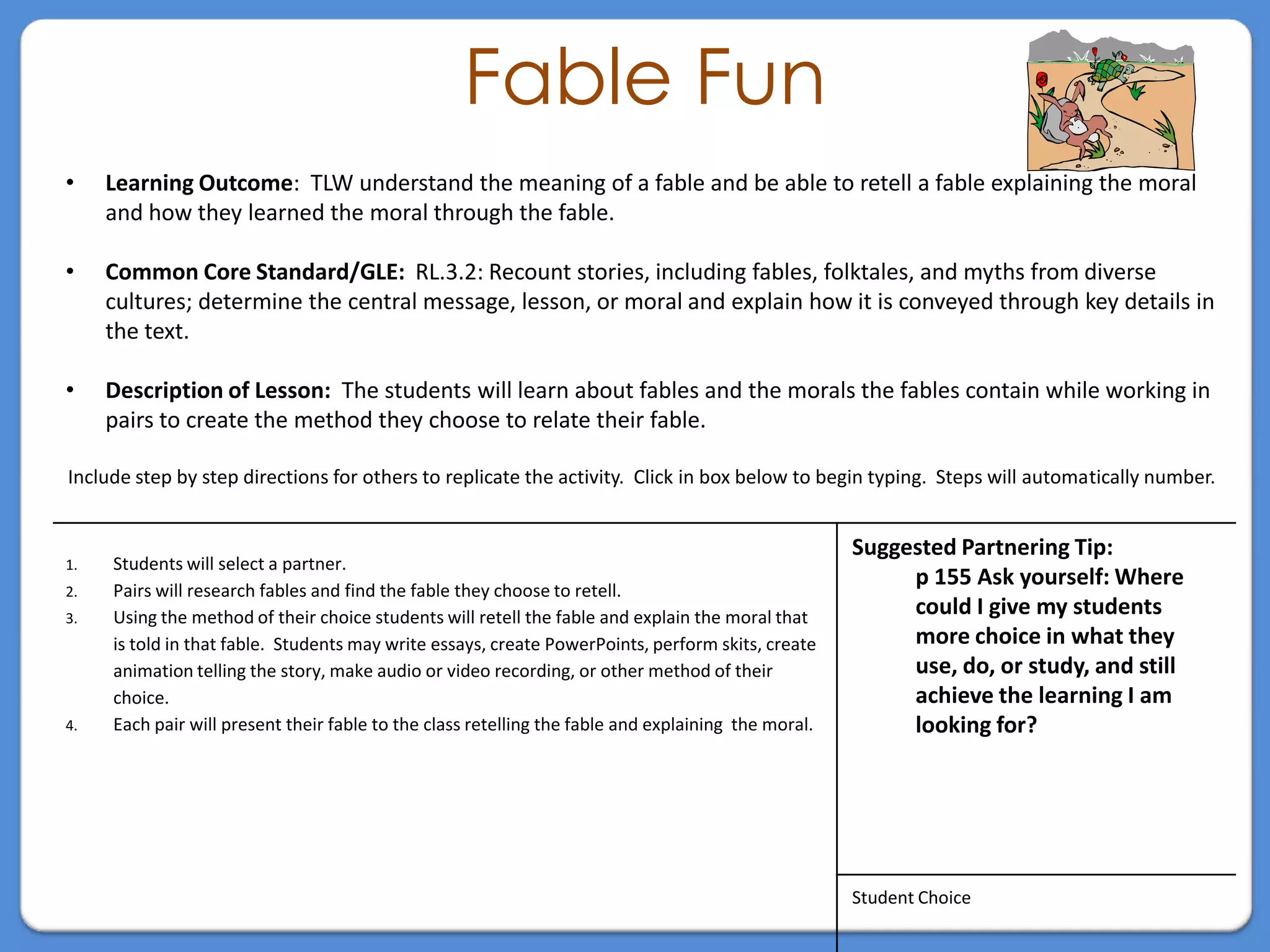 Grade 3: Fable Activity | PPTX