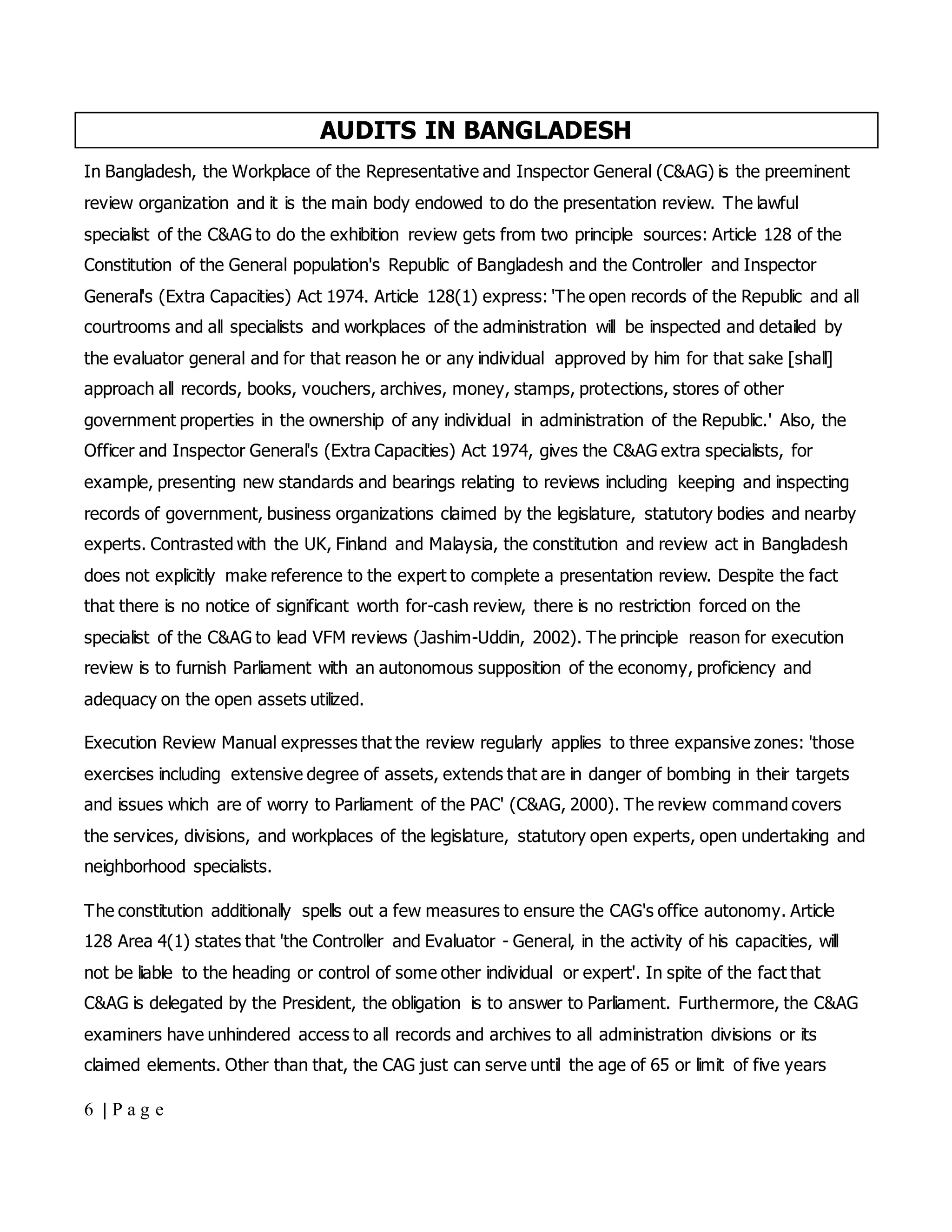 The History of the Auditing Profession in Bangladesh | PDF