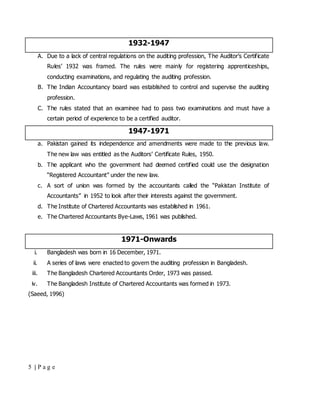 The History of the Auditing Profession in Bangladesh | PDF