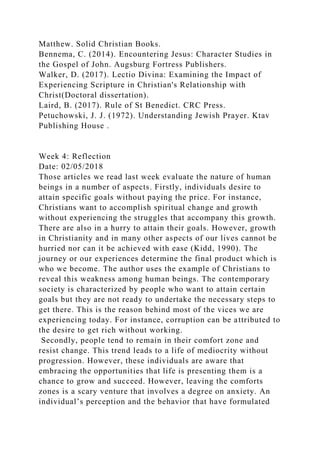 Assignment title Weekly Reflection Paper # 13Date 04.15.18In.docx