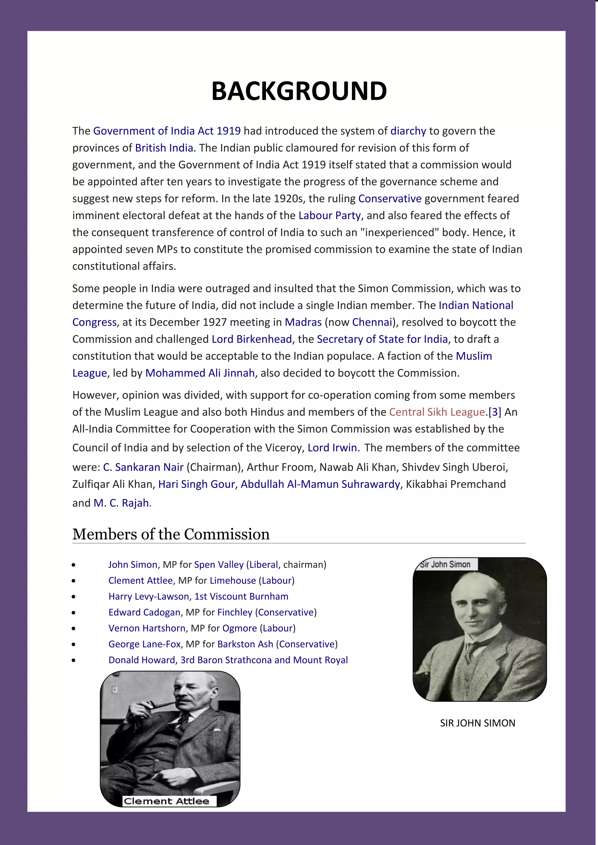 The Simon Commission 1927 | PDF