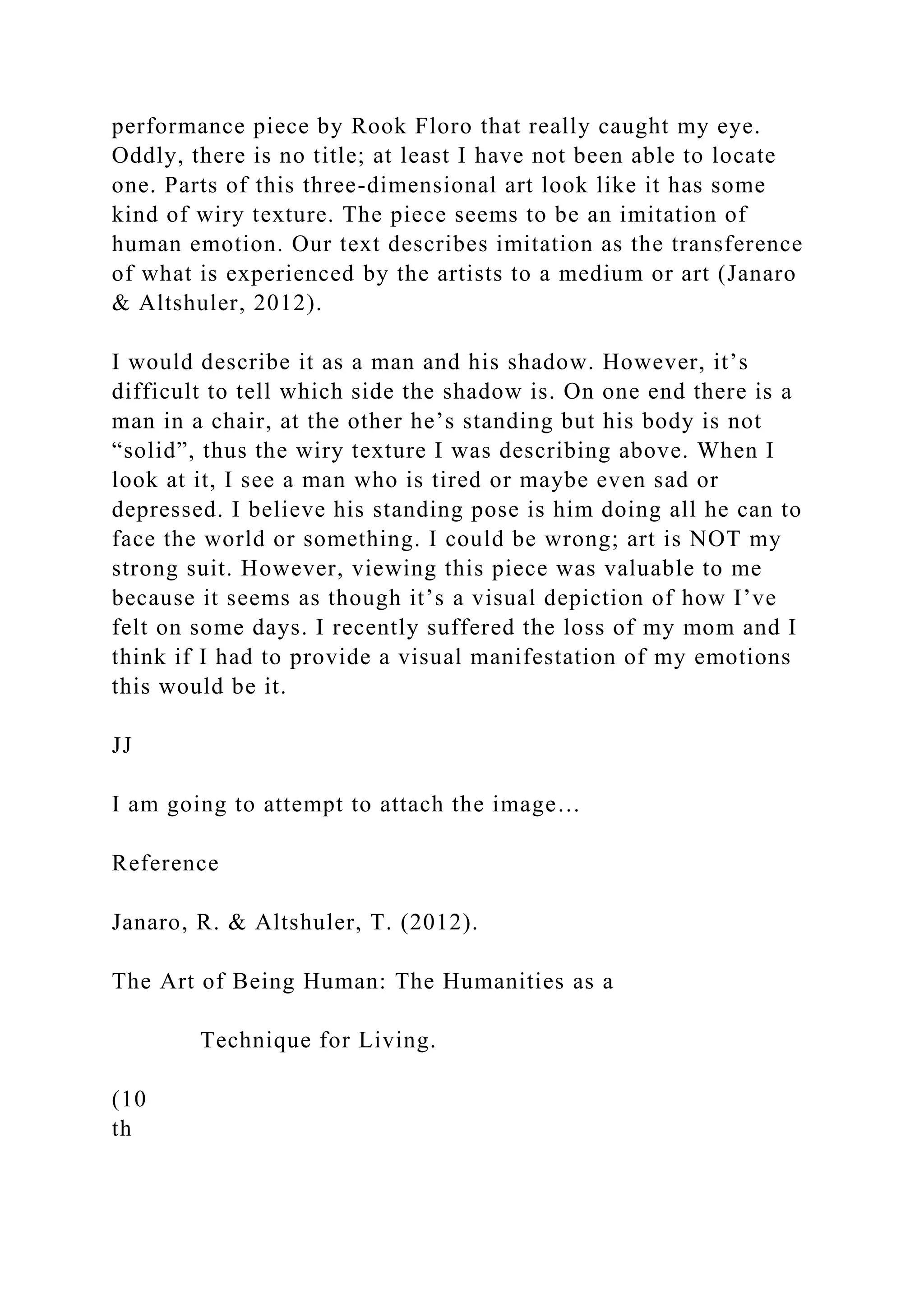 Assignment Topic 1Choose a contemporary painting, sculpture, o.docx