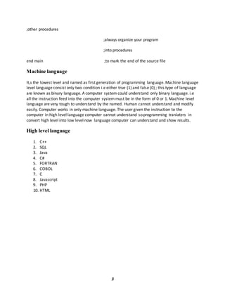 all languages in computer programming | DOCX | Web Development | Internet