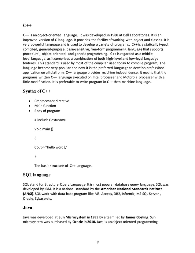 all languages in computer programming | DOCX | Web Development | Internet