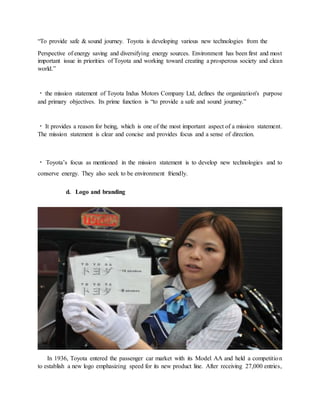 Assignment Toyota's Marketing Strategy | DOCX