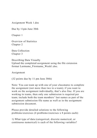 Assignment Week 1.docDue by 11pm June 30th Chapter 1.docx