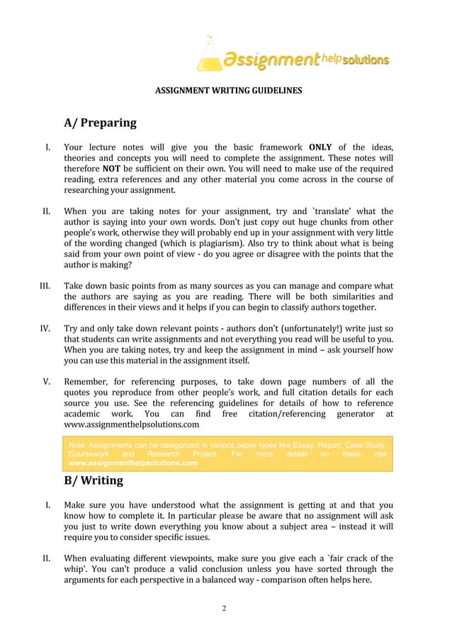 Assignment writing guidelines | PDF