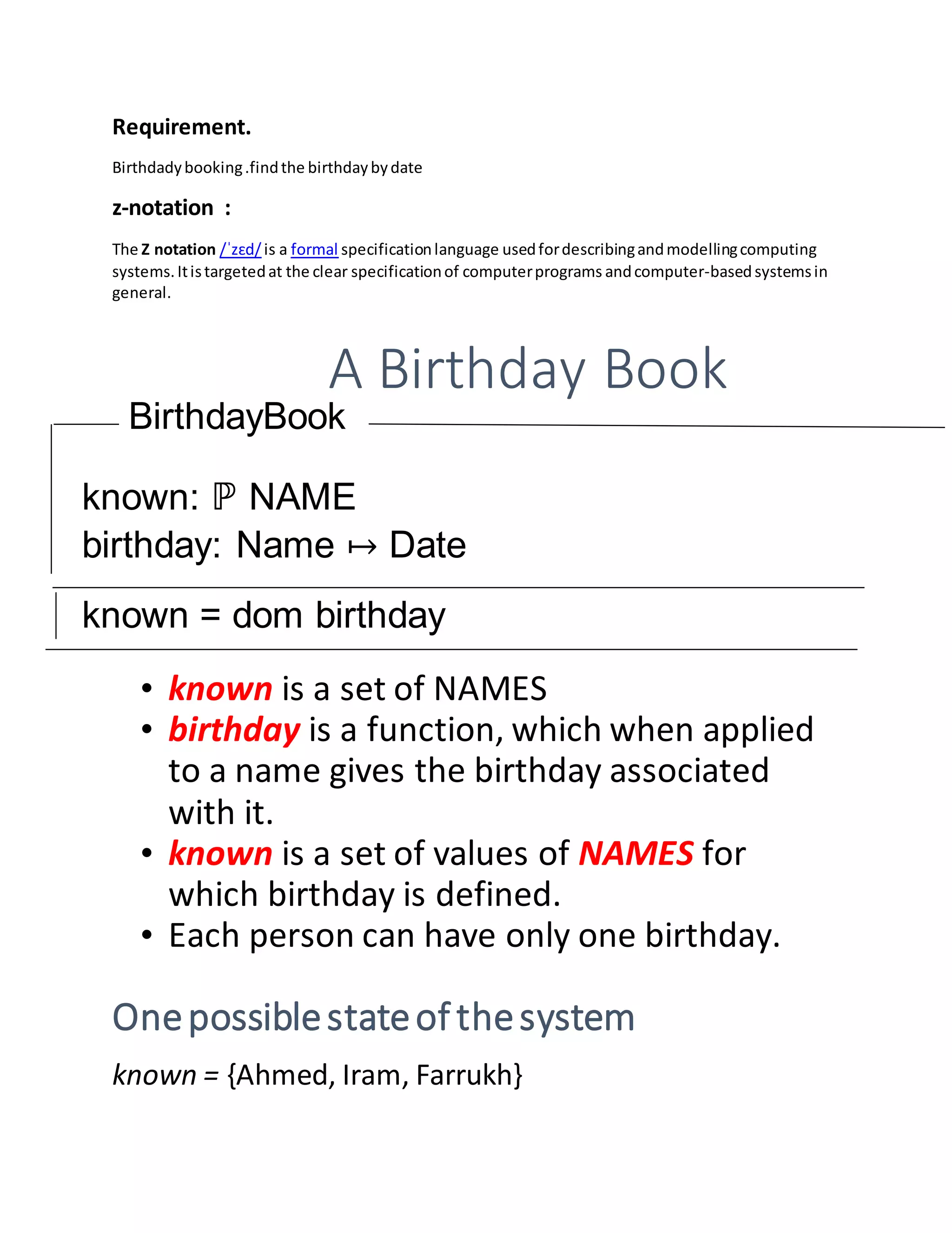 Formal Requirement Specification by Z-notation | DOCX | Programming Languages | Computing