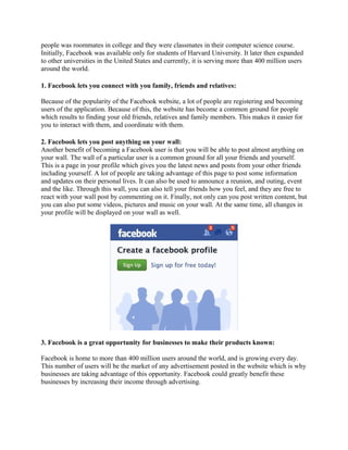 Assignmet on facebook | PDF