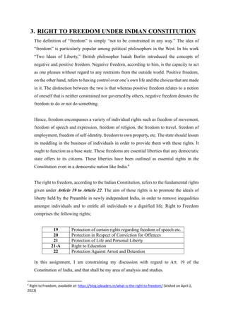 RIGHT TO FREEDOM UNDER ARTICLE 19 OF THE CONSTITUTION OF INDIA AND NEW ...