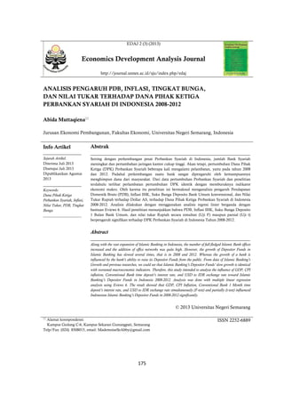 ANALISIS PENGARUH PDB, INFLASI, TINGKAT BUNGA, DAN NILAI TUKAR TERHADAP DANA PIHAK KETIGA ...
