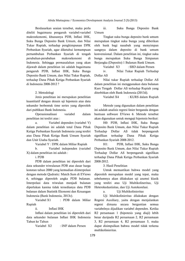 ANALISIS PENGARUH PDB, INFLASI, TINGKAT BUNGA, DAN NILAI TUKAR TERHADAP DANA PIHAK KETIGA ...