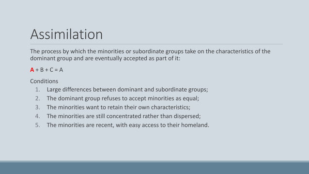 Assimilation | PPTX | Debated Sensitive Social Issues | Sensitive Topics