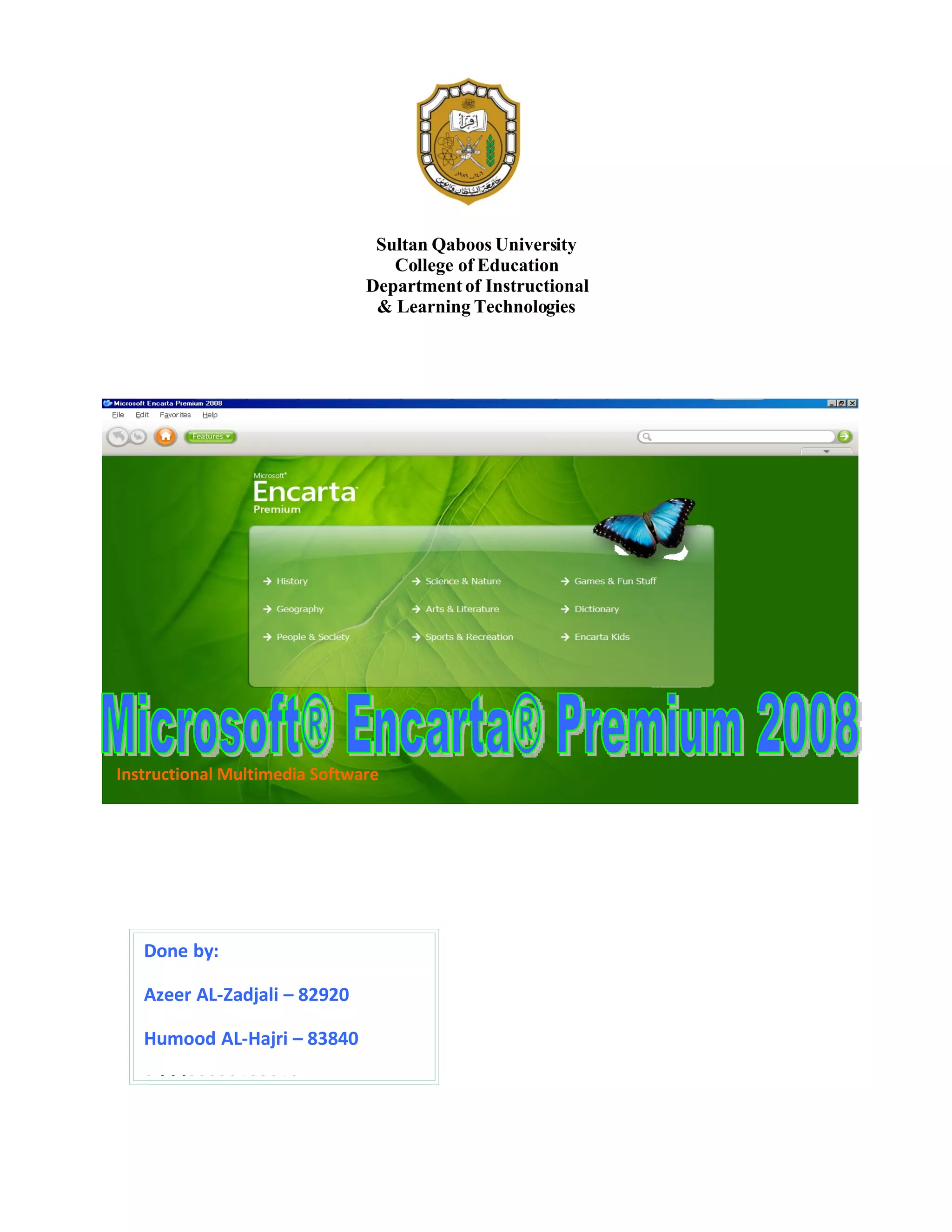 Encarta 2008 as an Instructional multimedia software | DOC