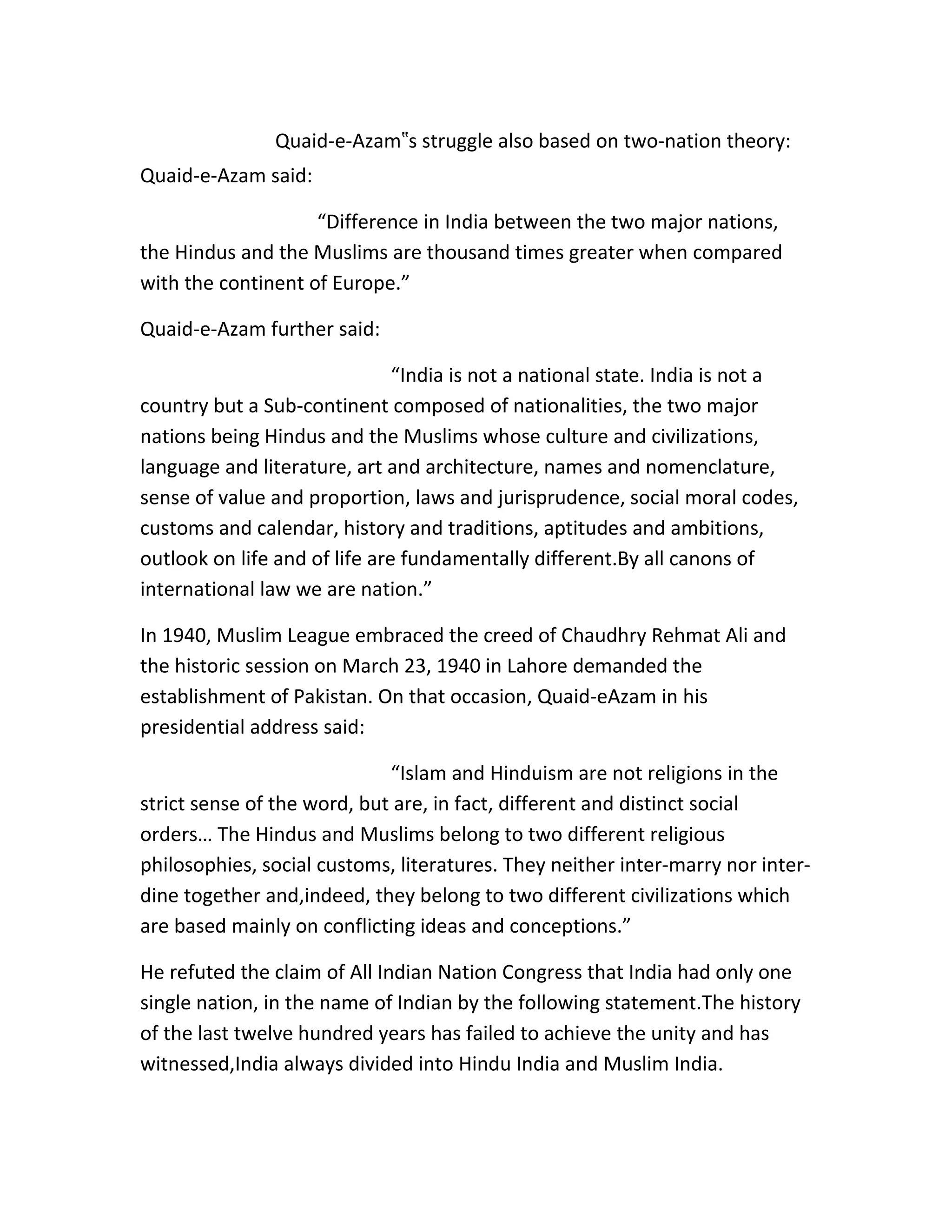 Two Nation Theory | RTF