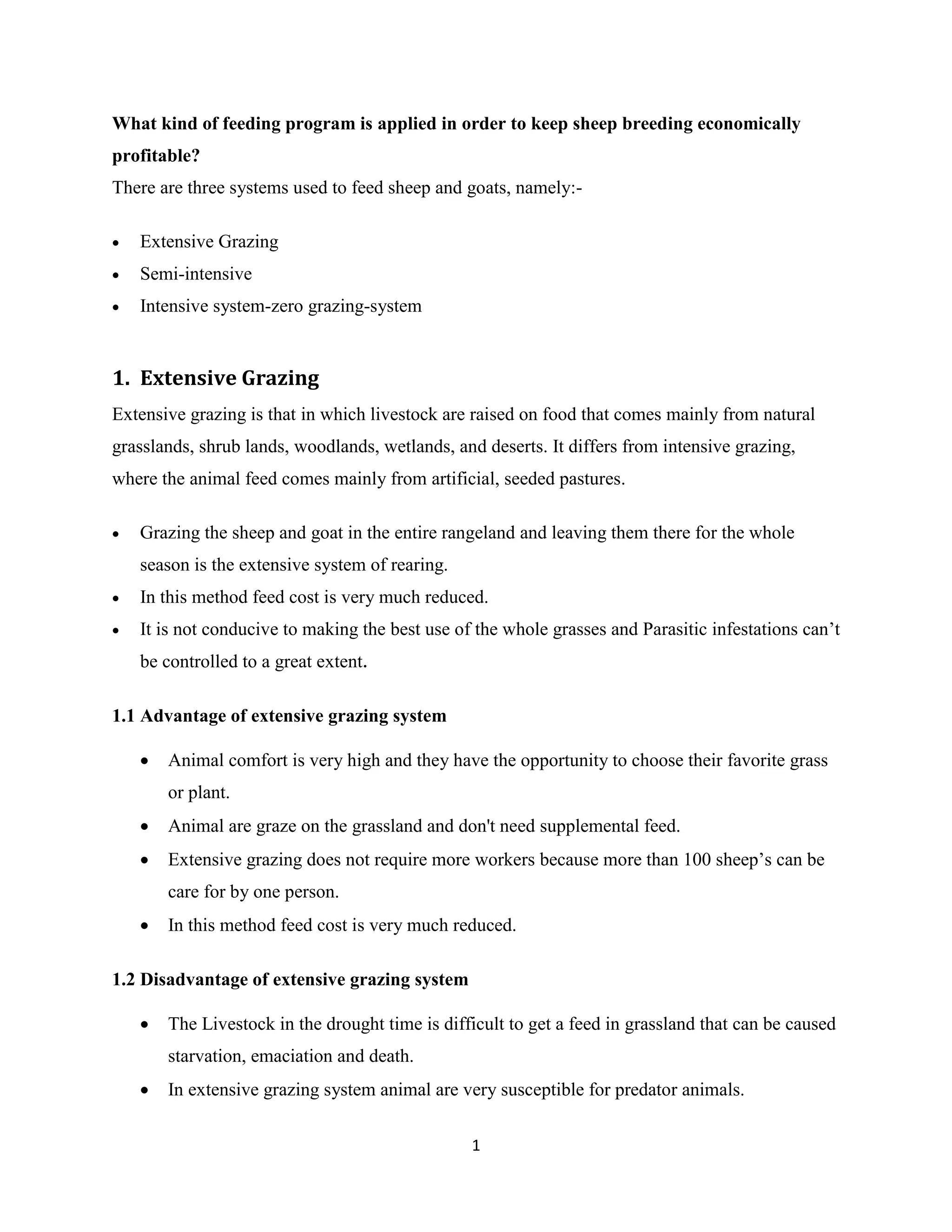 three systems used to feed sheep and goats and How and why flushing is ...