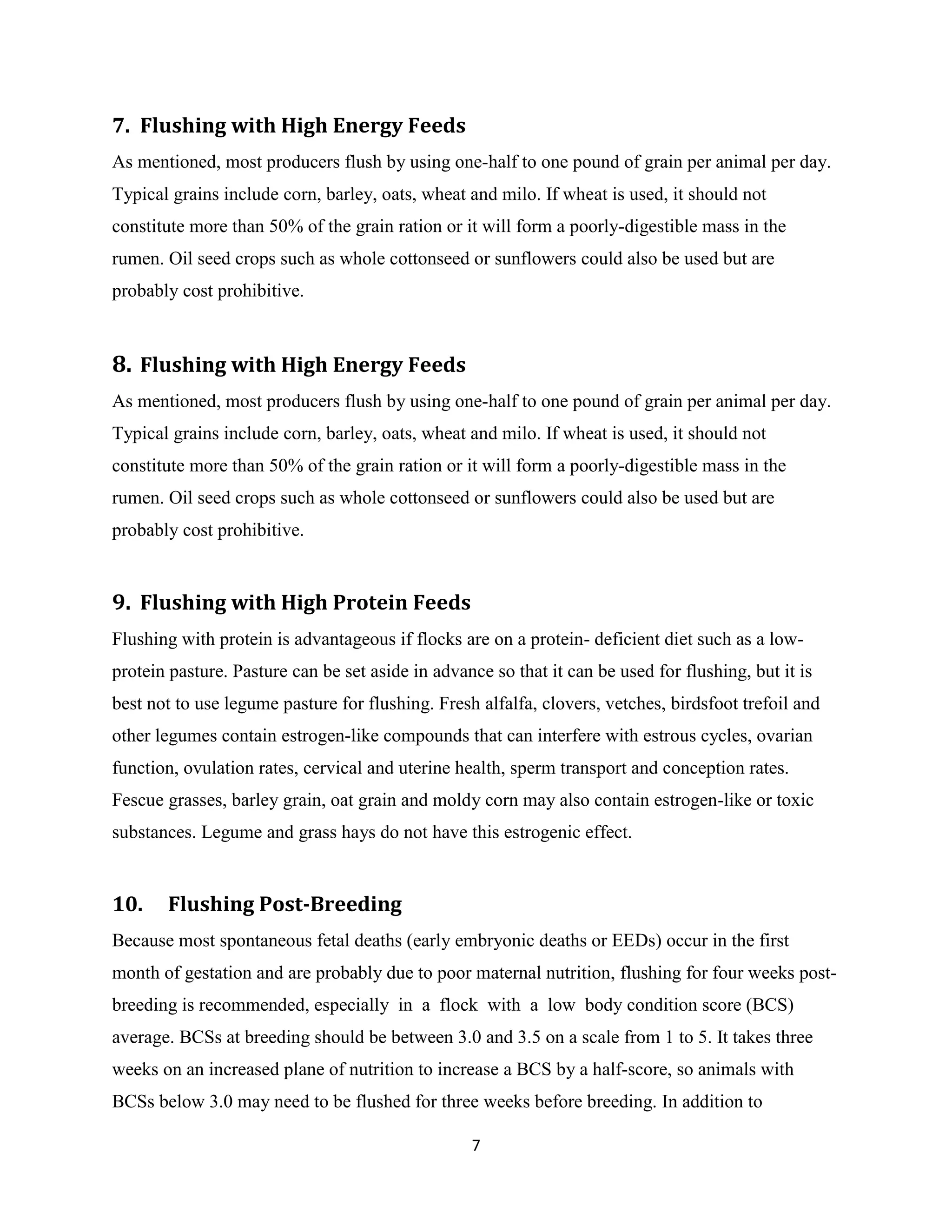 three systems used to feed sheep and goats and How and why flushing is ...
