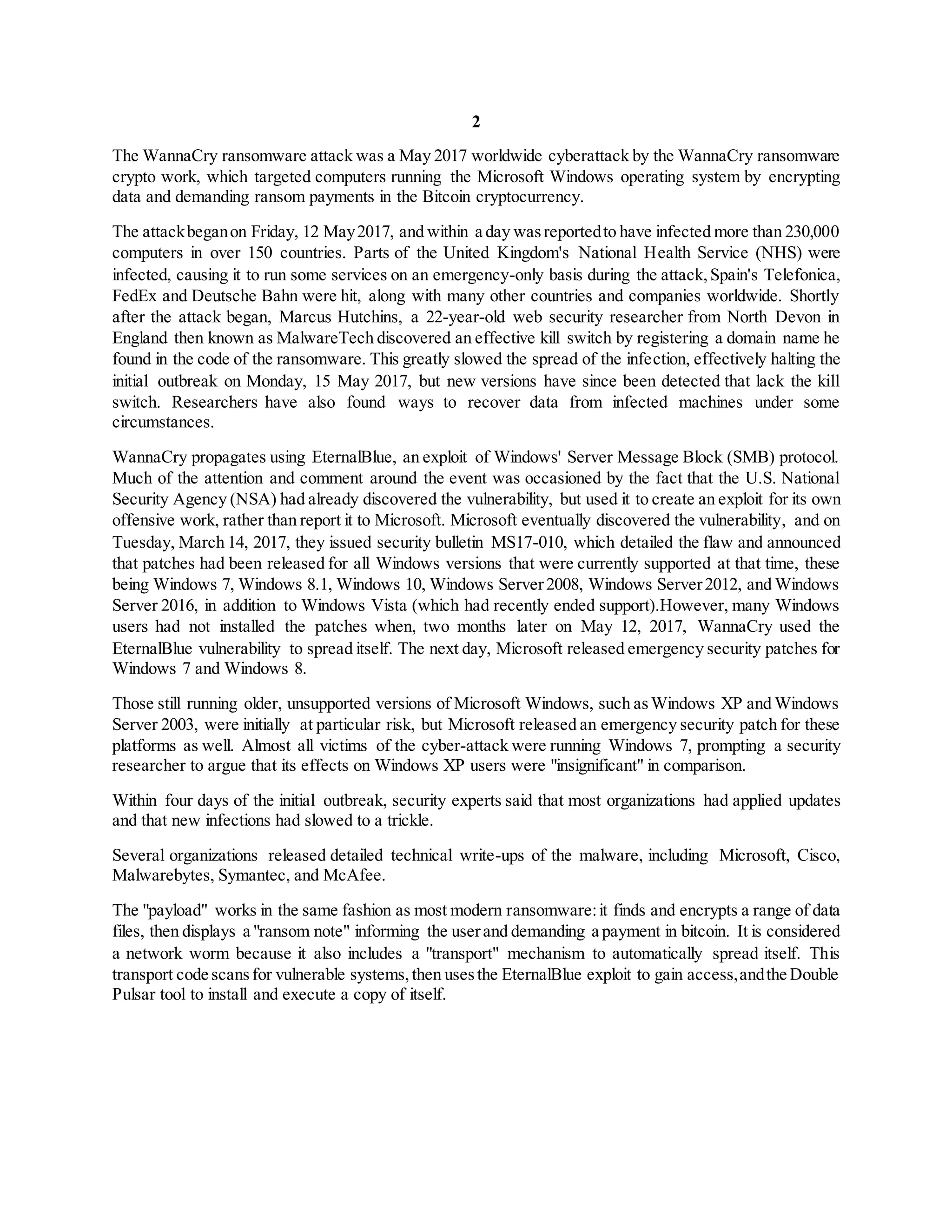 WannaCry Ransomware Attack | DOCX