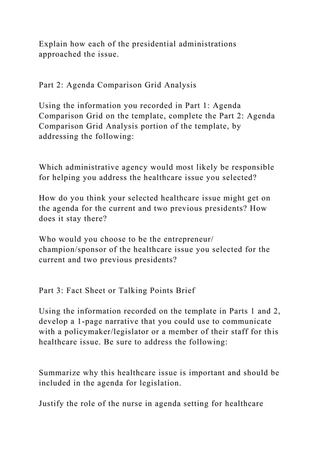 assingment Assignment Agenda Comparison Grid and Fact Sheet or .docx