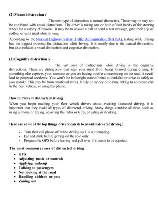 Distraction of message | DOCX | Road Trips | Travel Type