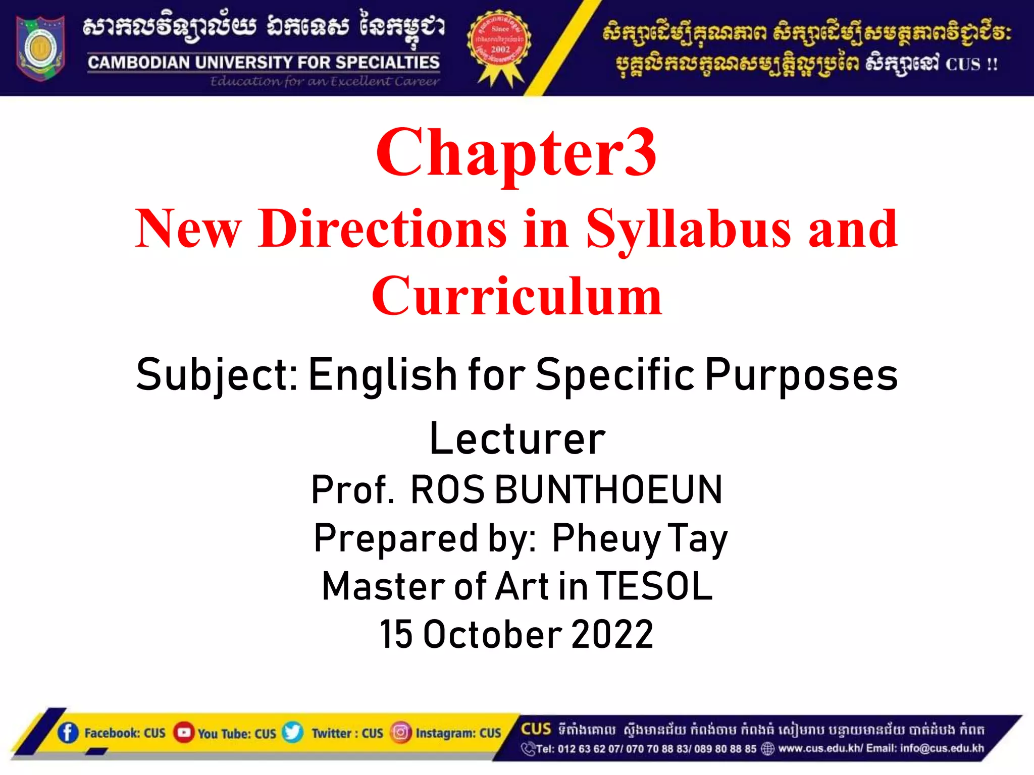 New Direction in Syllabus and Curriculum | PPTX