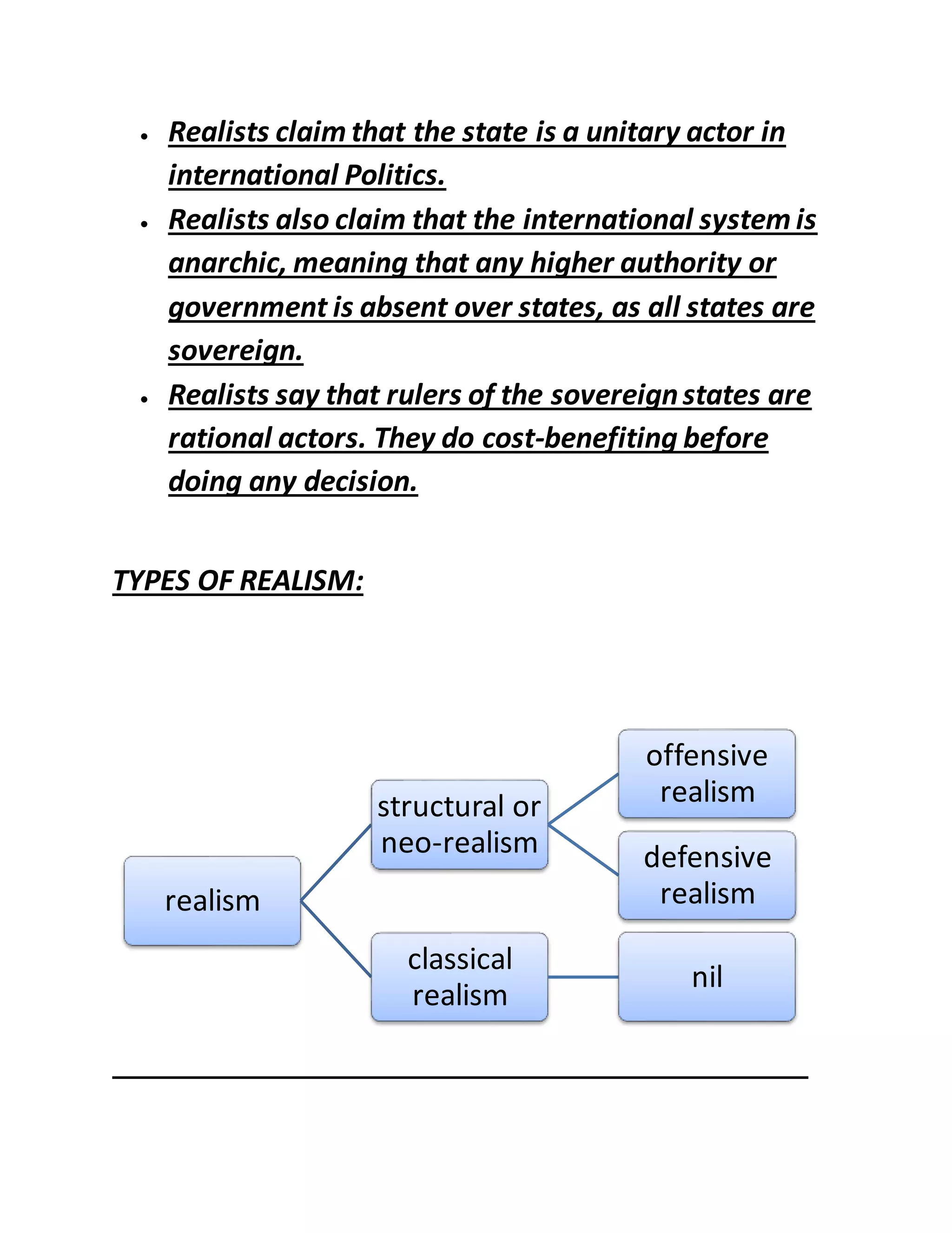 political realism a brief introduction BY TAHA AMIR | PDF