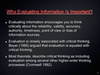 Evaluating information | PPT