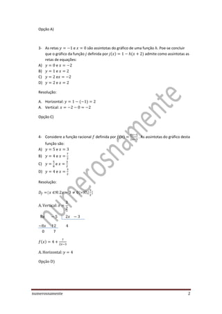 Assintotas - Exercícios resolvidos | PDF
