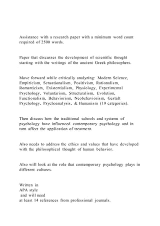 Assistance with a research paper with a minimum word count requi | PDF