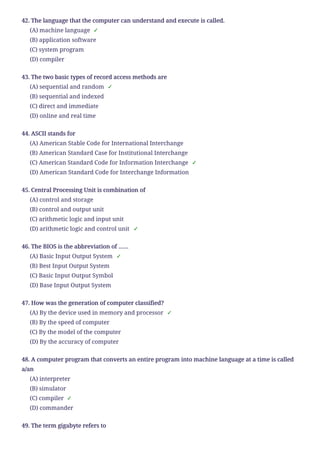 Solved question paper of Assistant computer operator of PSC conducted ...