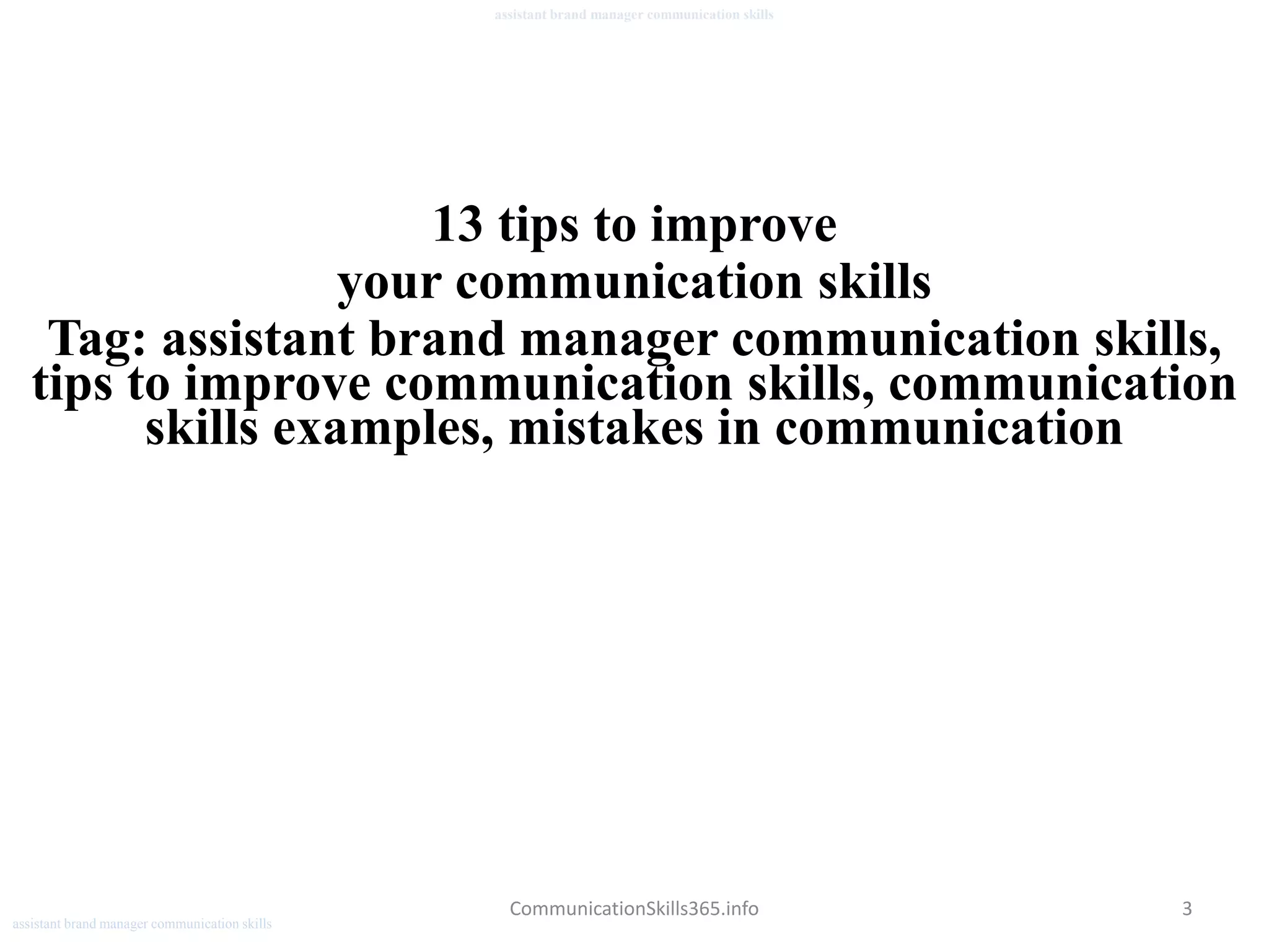 Assistant brand manager communication skills pdf | PPT
