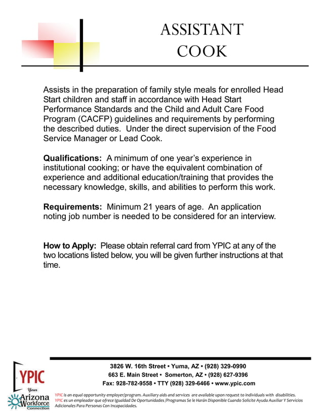 Assistant Cook | PDF