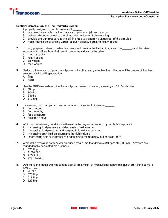 Assistant driller ojt module