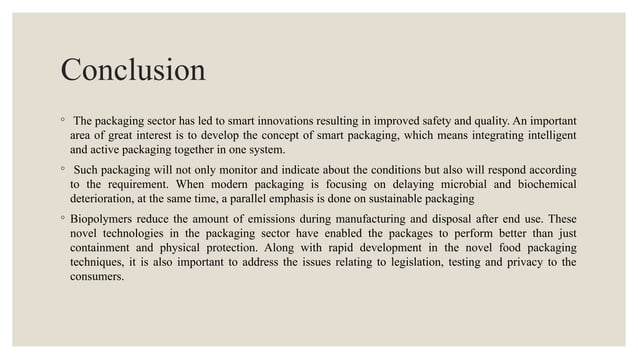 A presentation on Emerging food packaging technology | PPTX