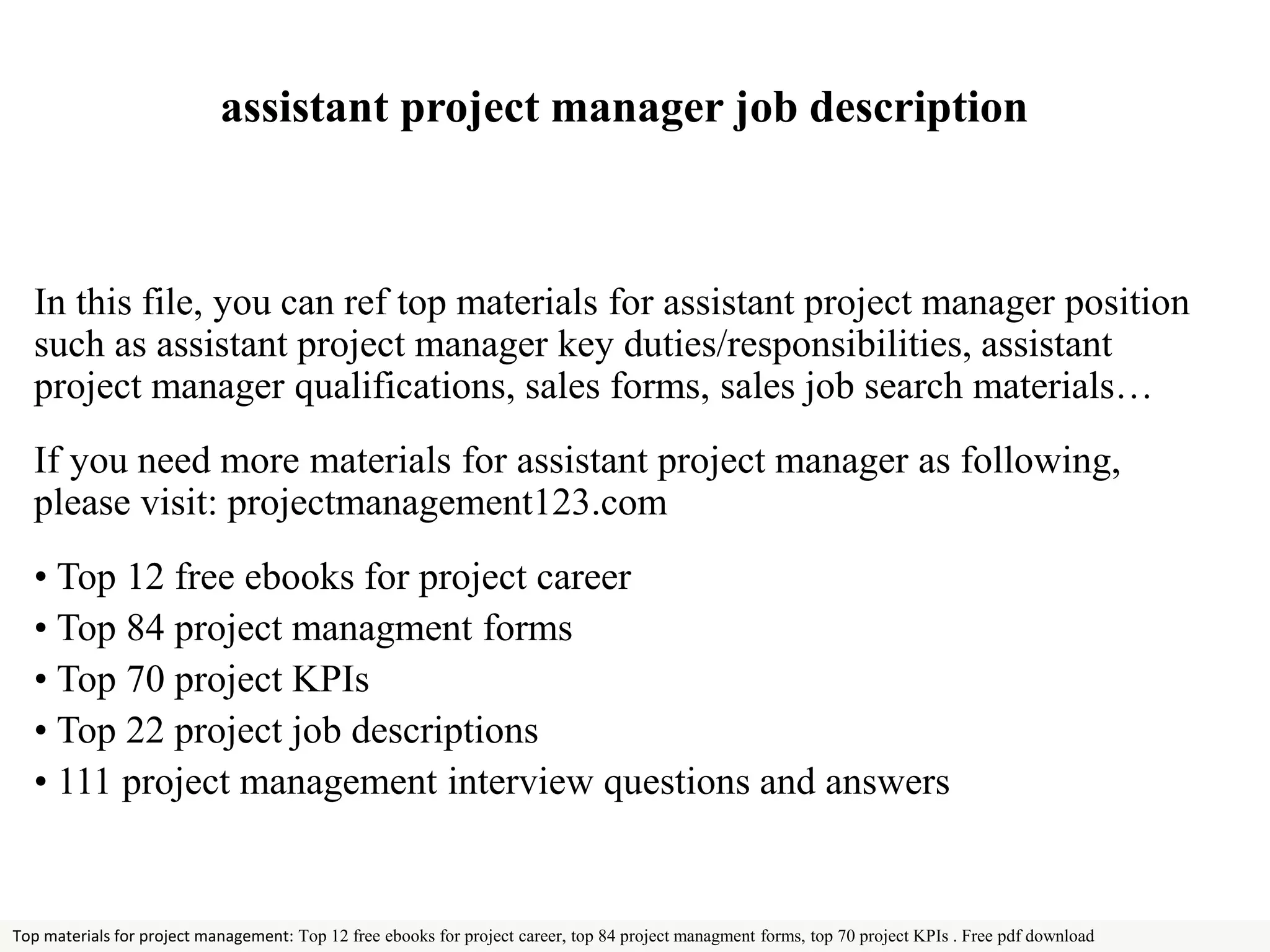 Assistant project manager | PPT