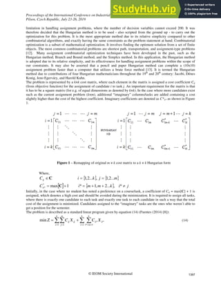 Assistantship Assignment Optimization Using Hungarian Algorithm A Case Study | PDF