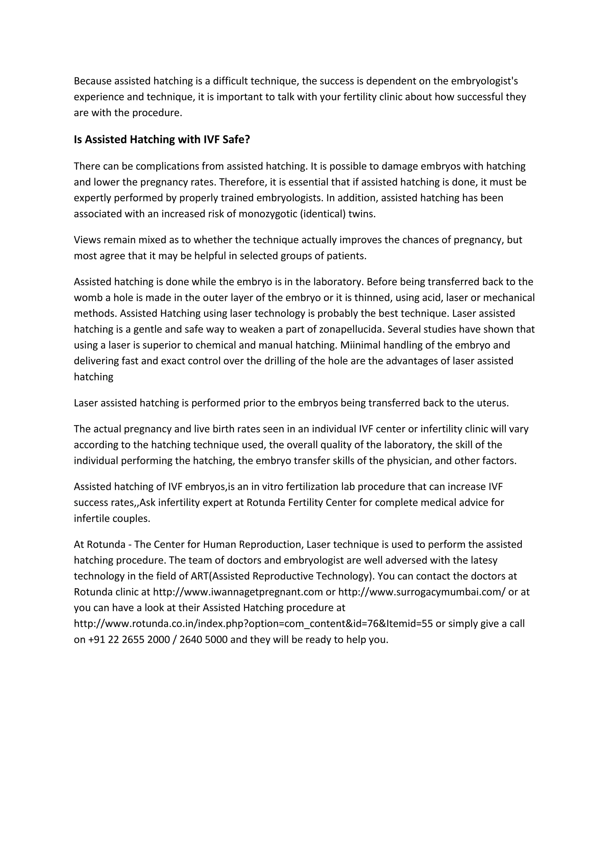 Laser Assisted Hatching | IVF | Fertility Specialists India | DOCX