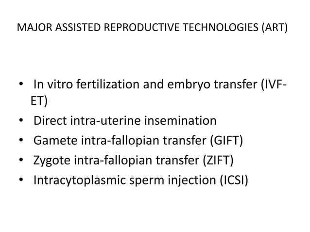 Assisted reproductive techniques | PPTX | Infertility | Reproductive Health