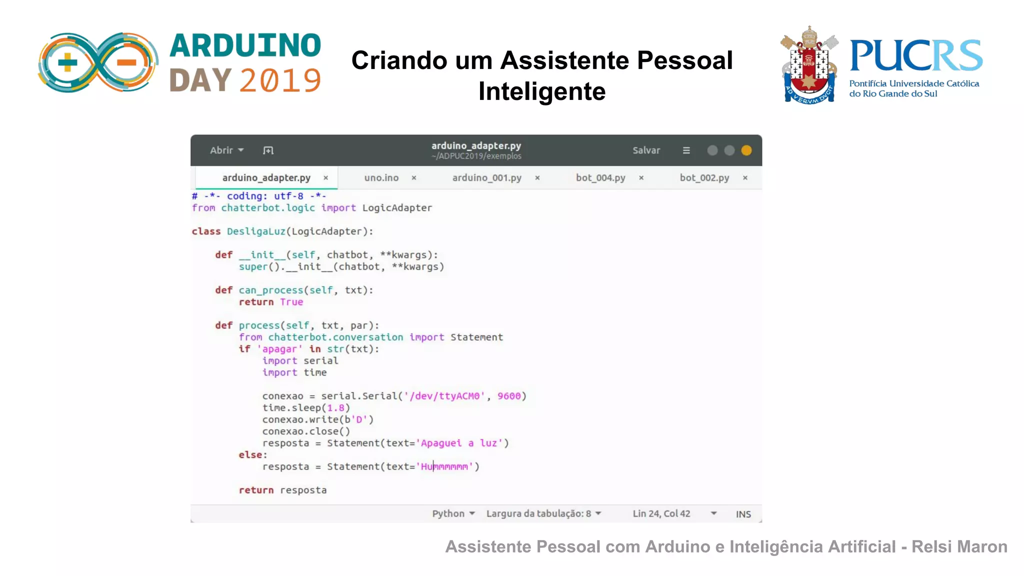 Assistente pessoal com Arduino Python e IA | PPT