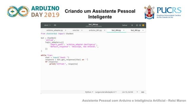 Assistente pessoal com Arduino Python e IA | PPT