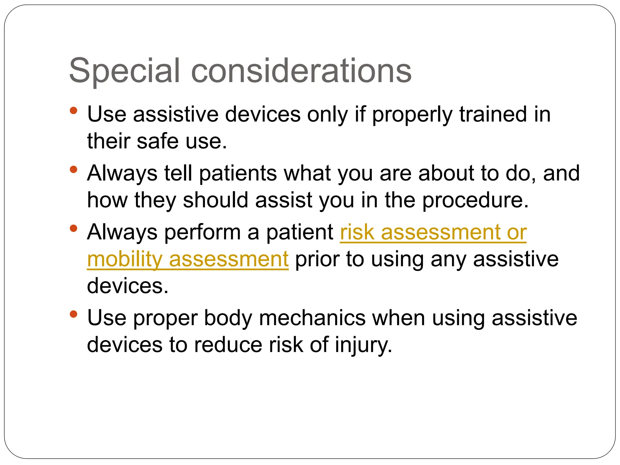 Assistive devices - Used in moving and lifting patients | PPTX