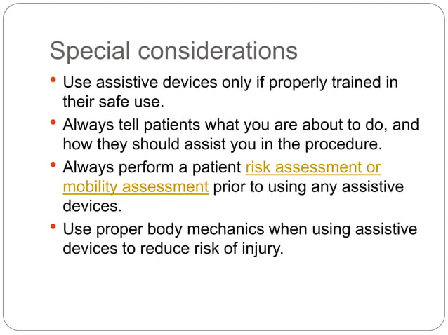 Assistive devices - Used in moving and lifting patients | PPTX | First ...