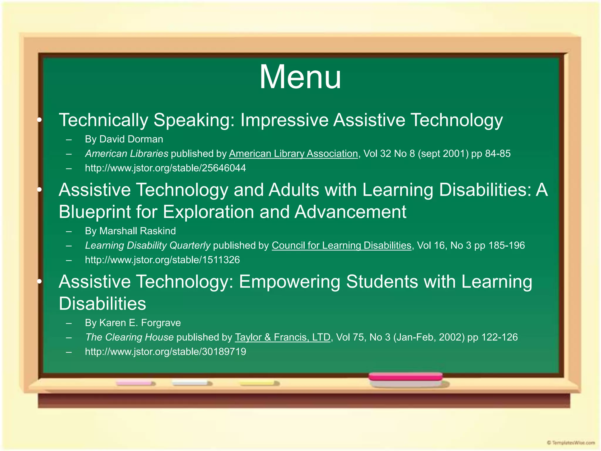 Assistive technologies in education | PPTX