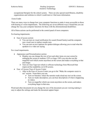 Assistive technologies reading assignment | DOCX