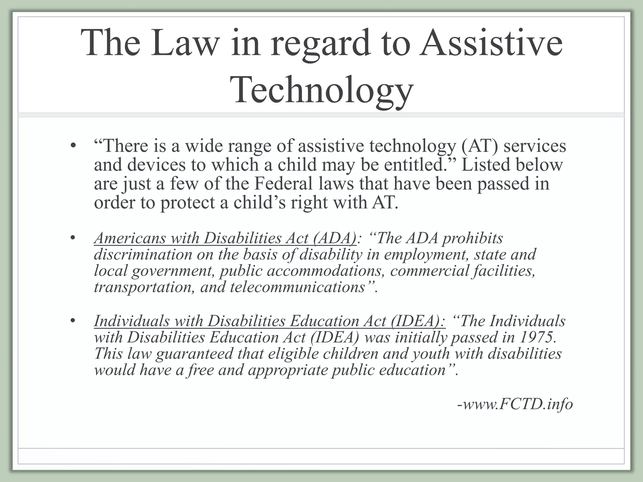 Assistive technology ed505 | PPTX