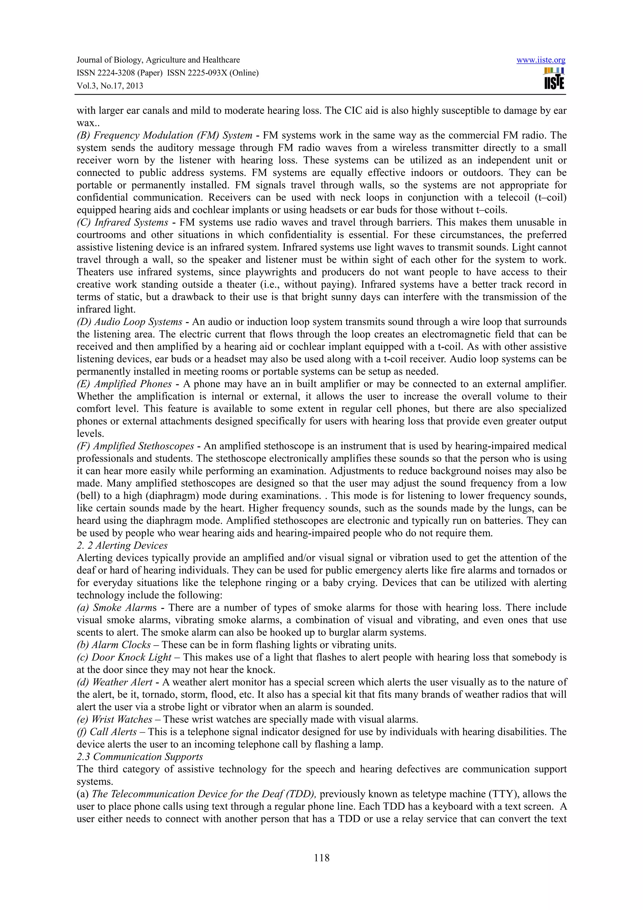 Assistive technology for hearing and speech disorders | PDF